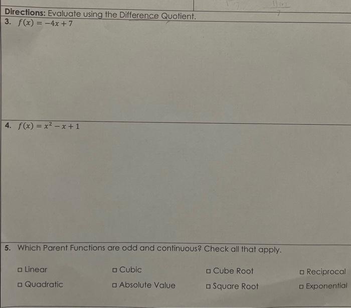 Solved Directions Evaluate Using The Difference Quotient