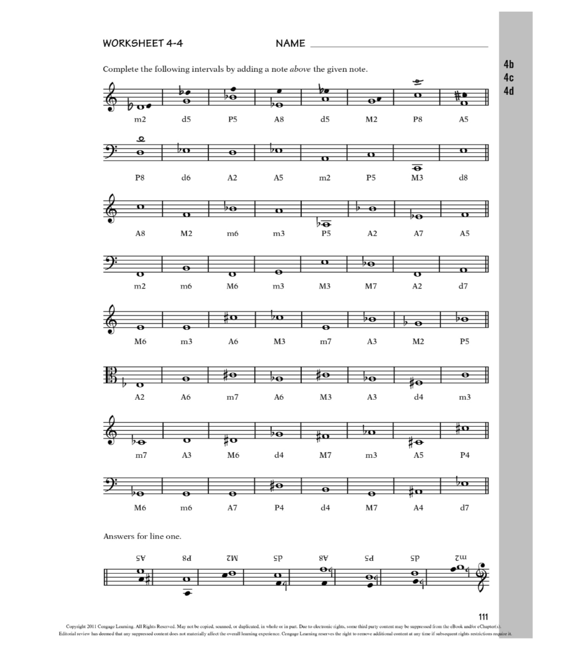 WORKSHEET 4-4NAMEComplete the following intervals by | Chegg.com