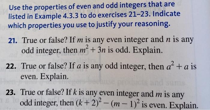 Solved Use the properties of even and odd integers that are | Chegg.com