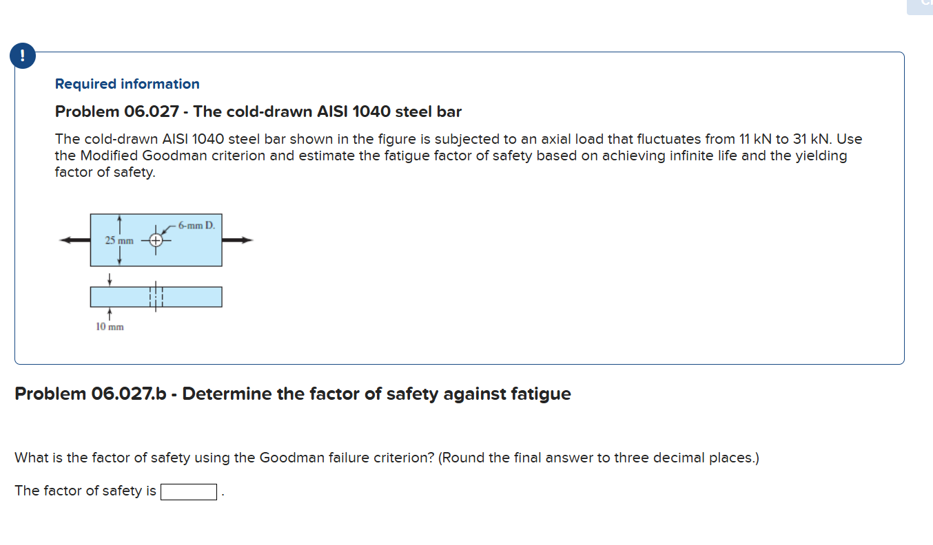 Solved Required information Problem 06.027 - ﻿The cold-drawn | Chegg.com