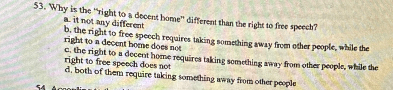 Solved Why is the "right to a decent home" different than | Chegg.com