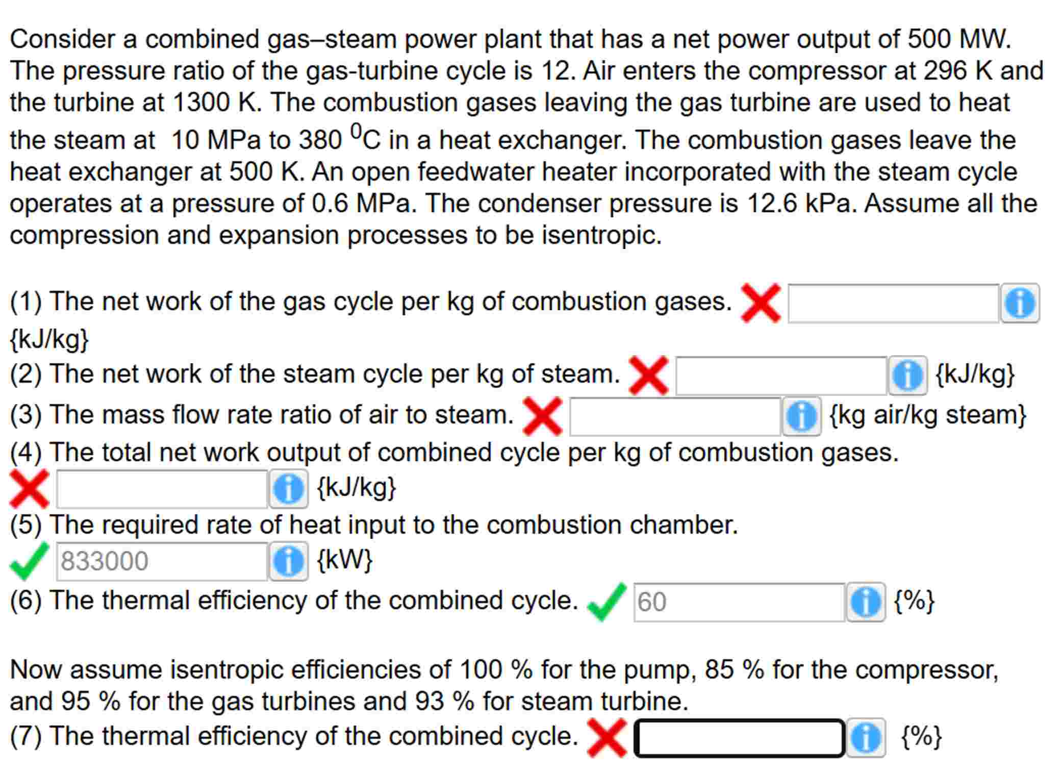 Solved Consider a combined gas-steam power plant that has a | Chegg.com