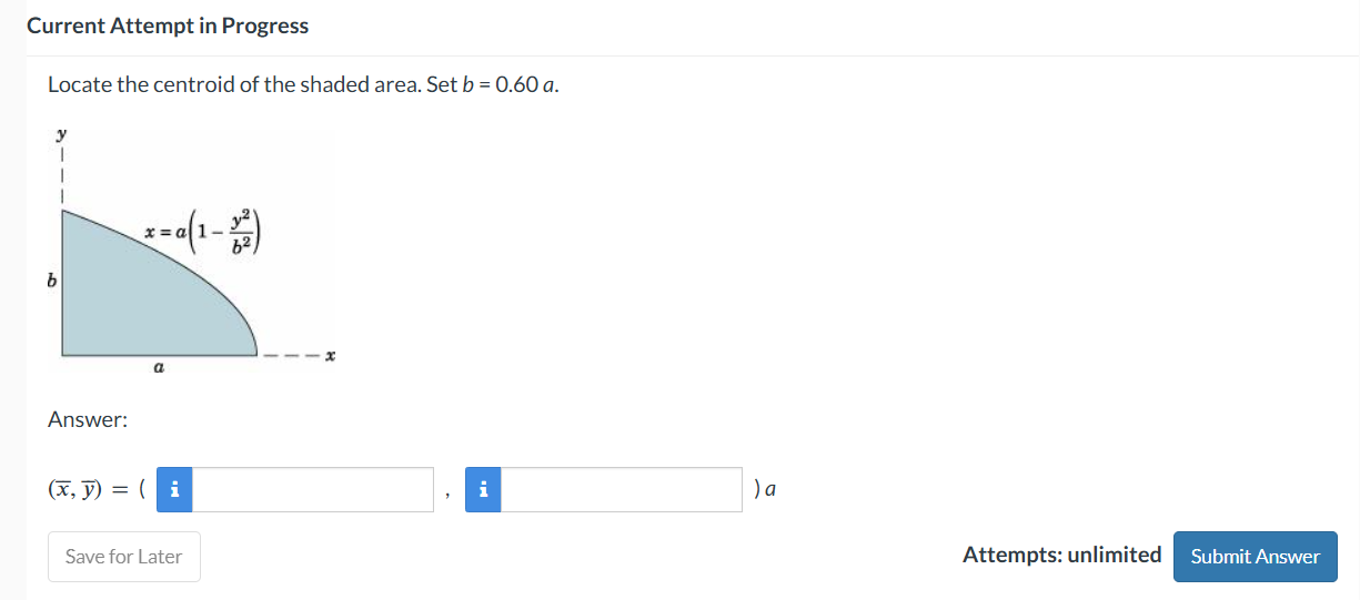 Solved Current Attempt in ﻿ProgressLocate the centroid of | Chegg.com