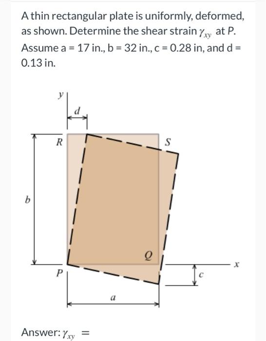 Solved A thin rectangular plate is uniformly, deformed, as | Chegg.com