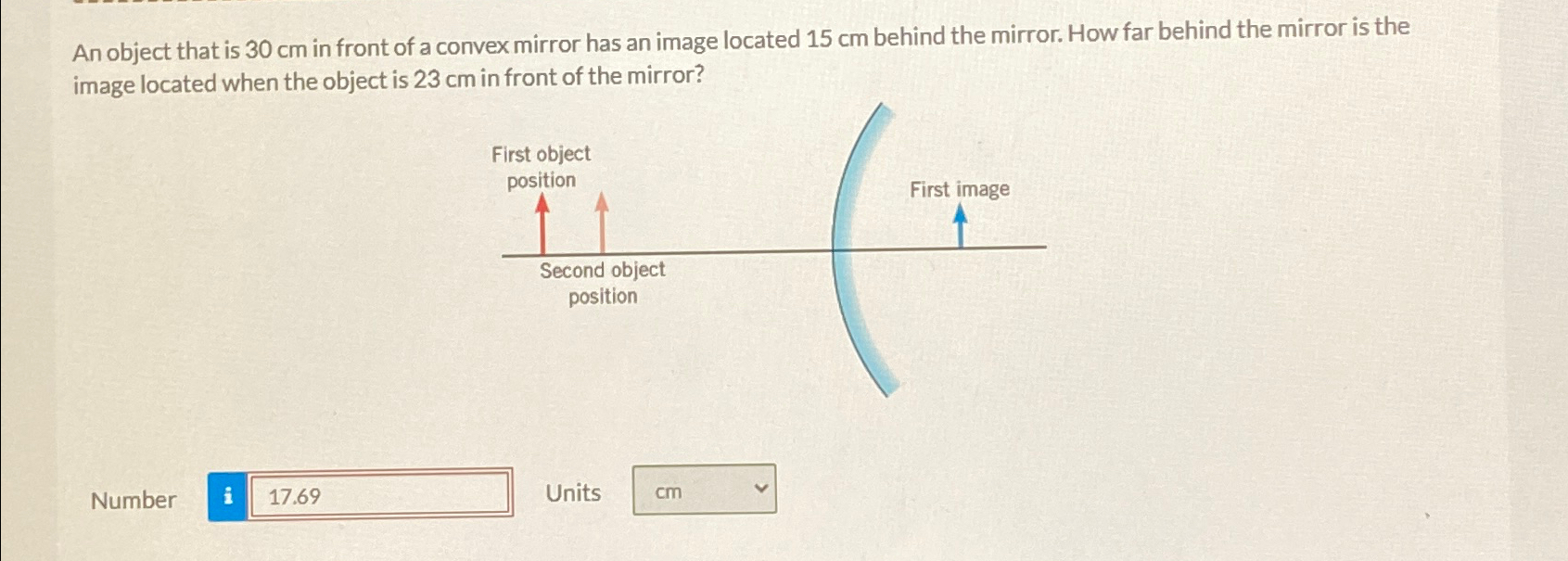 Solved An object that is 30cm ﻿in front of a convex mirror | Chegg.com