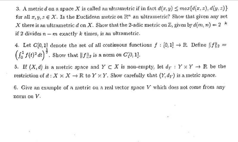 Solved 3. A metric d on a space X is called an ultrametric | Chegg.com