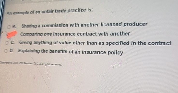 Solved An example of an unfair trade practice is:A. ﻿Sharing | Chegg.com