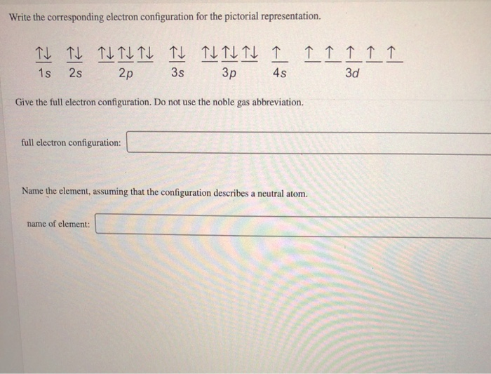 Solved Write The Corresponding Electron Configuration For