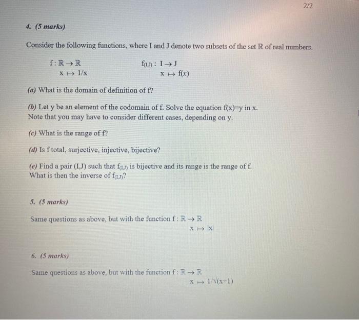 Solved Consider the following functions, where I and J | Chegg.com