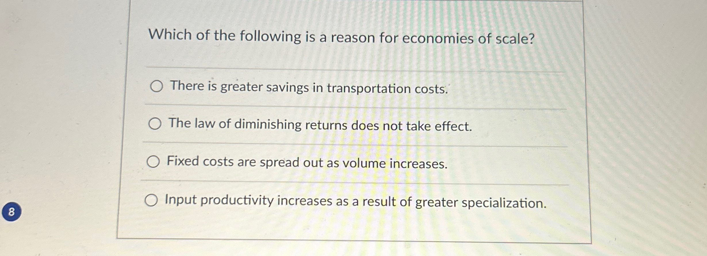 Solved Which of the following is a reason for economies of | Chegg.com