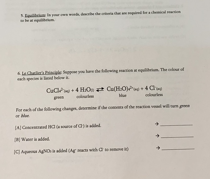 Solved 5. Equilibrium: In your own words, describe the | Chegg.com