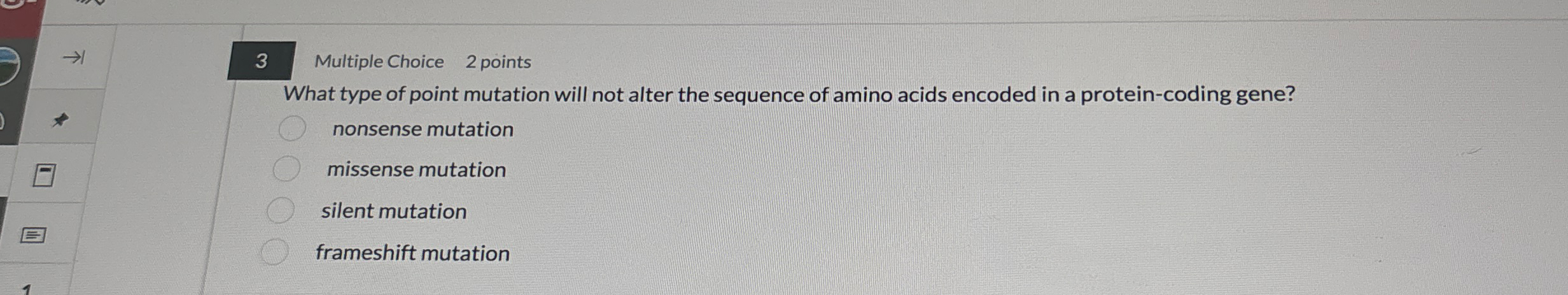 High Quality SOLUTION 3Multiple Choice2 ﻿pointsWhat type of point mutation | Chegg.com