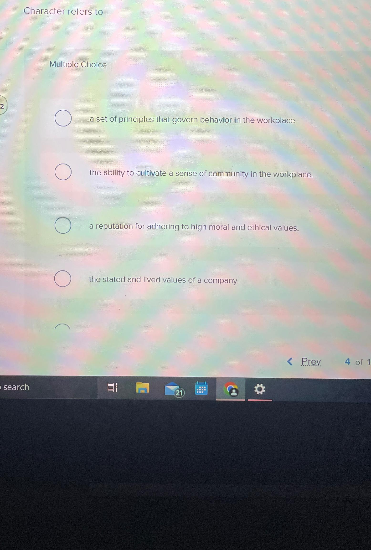 Solved Character refers toMultiple Choicea set of principles | Chegg.com
