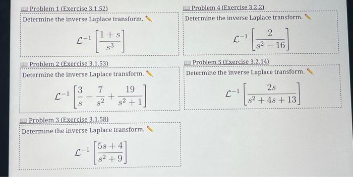 Solved Problem 1 (Exercise 3.1.52) Determine the inverse | Chegg.com