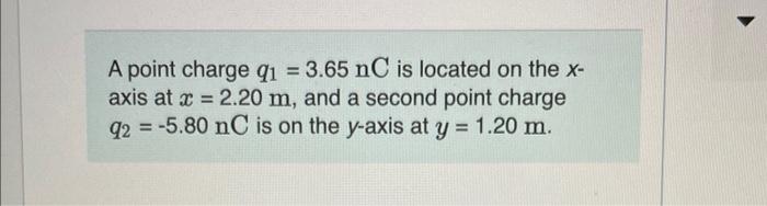 Solved A point charge q1=3.65nC is located on the x axis at | Chegg.com