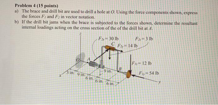 Solved Problem 4 (15 points) a) The brace and drill bit are | Chegg.com