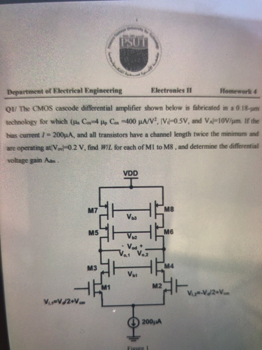 Solved Department of Electrical Engineering Electronics II | Chegg.com