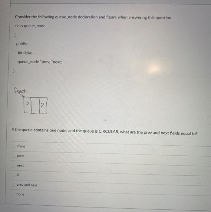 Solved Consider The Following Queuenode Declaration And 