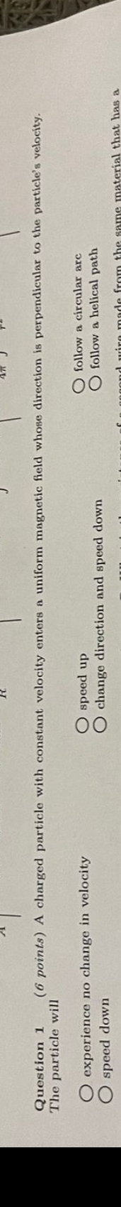 Solved Question 1 (6 ﻿points) ﻿A charged particle with | Chegg.com