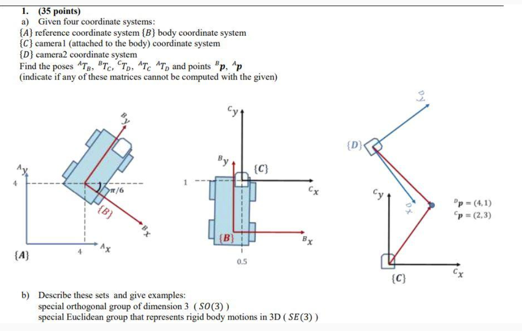 Solved (35 ﻿points)a) ﻿Given four coordinate systems:{A} | Chegg.com