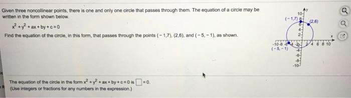 Solved 10- (-1,7) Given three noncollinear points, there is | Chegg.com