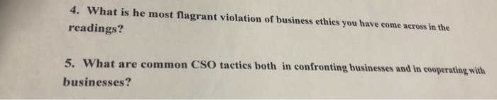 Solved 4. What is he most flagrant violation of business | Chegg.com