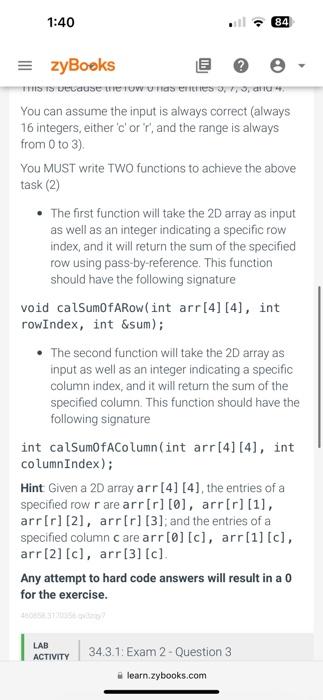 Solved Warning: do not use vectors in this exercise. Write a | Chegg.com