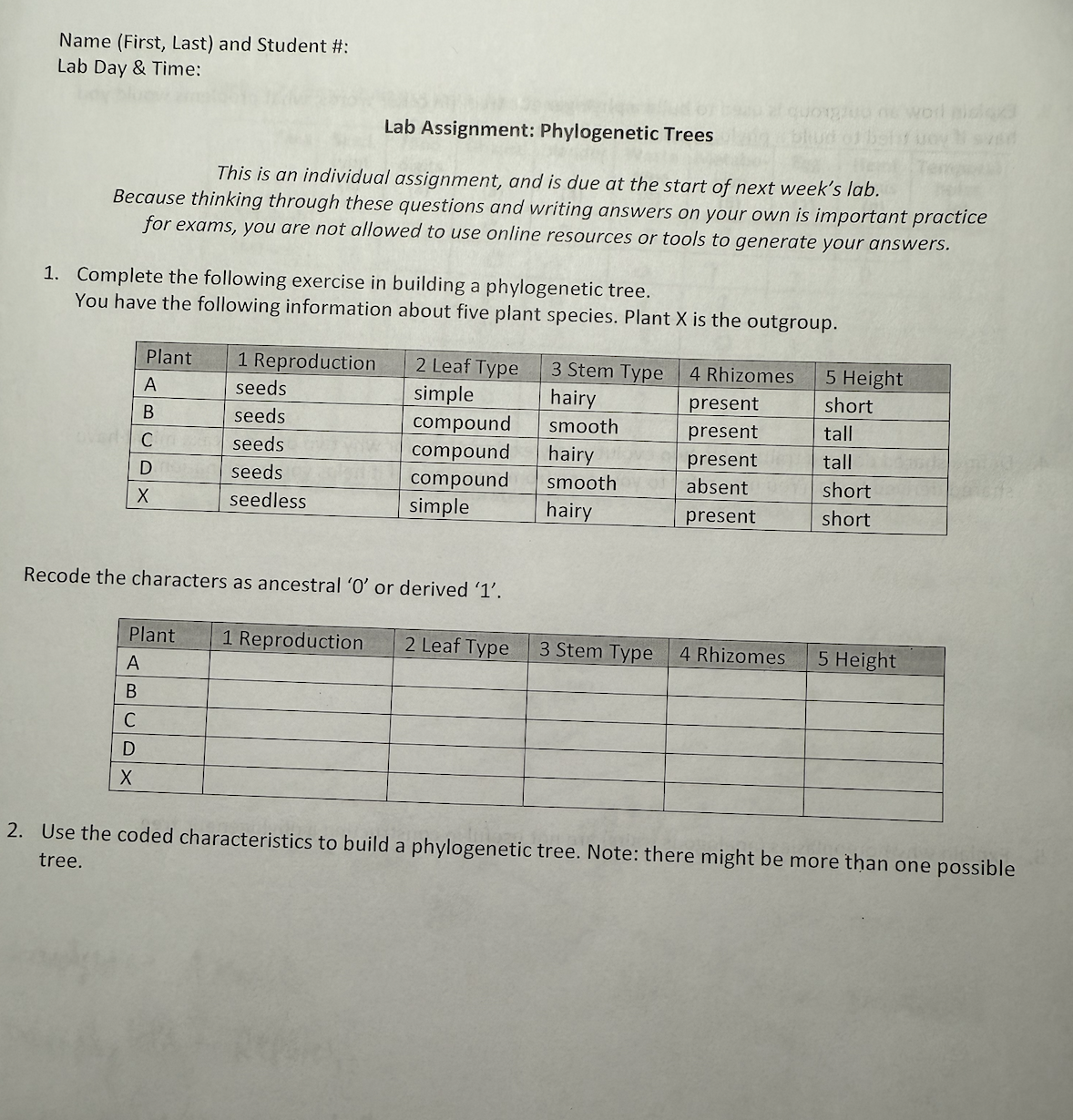 Name (First, ﻿Last) ﻿and Student \#:Lab Day \& | Chegg.com