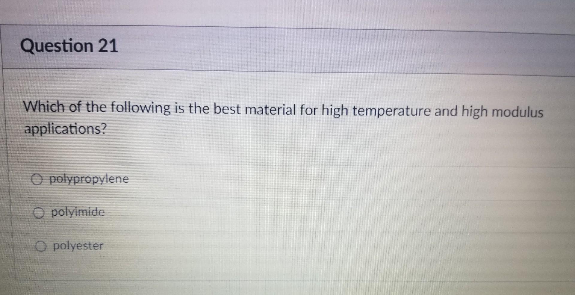 Solved Which of the following is the best material for high | Chegg.com
