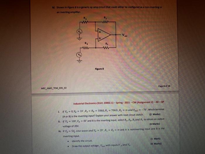 Solved b) shown in Figure 8 is a generic op amp arcult that | Chegg.com