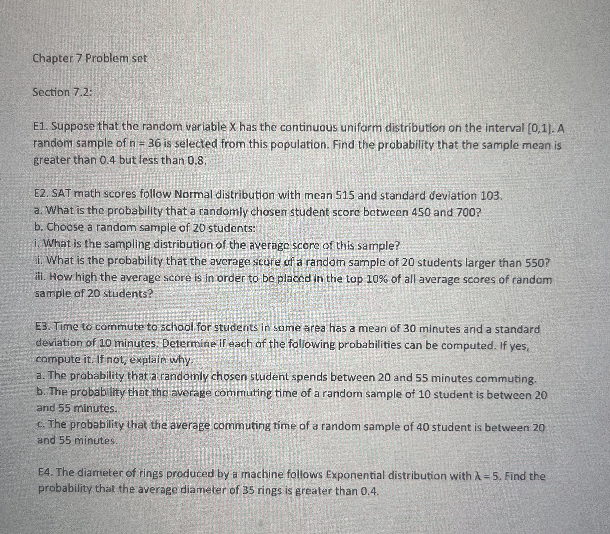 Solved Chapter 7 ﻿Problem setSection 7.2 ﻿:E1. ﻿Suppose that | Chegg.com