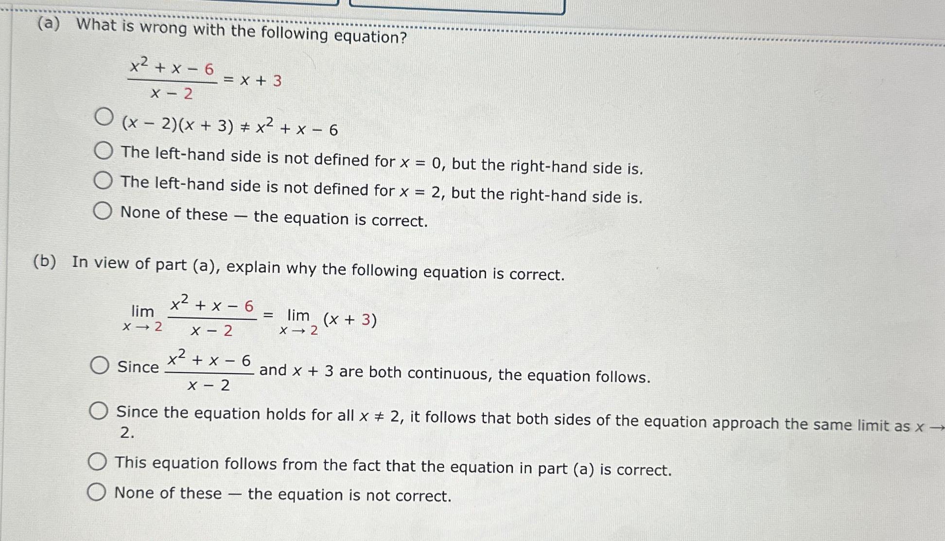 Solved (a) ﻿What is wrong with the following | Chegg.com