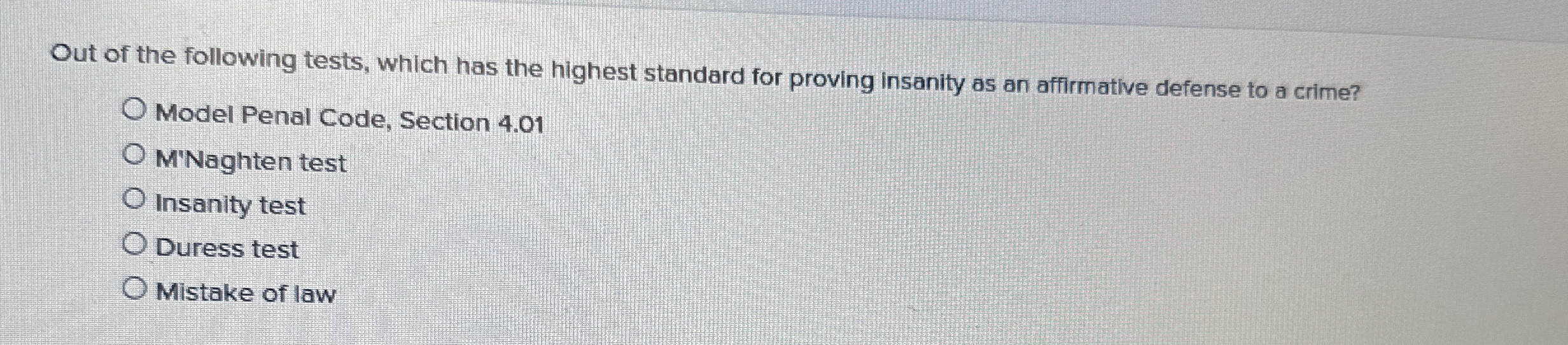 Solved Out of the following tests, which has the highest | Chegg.com