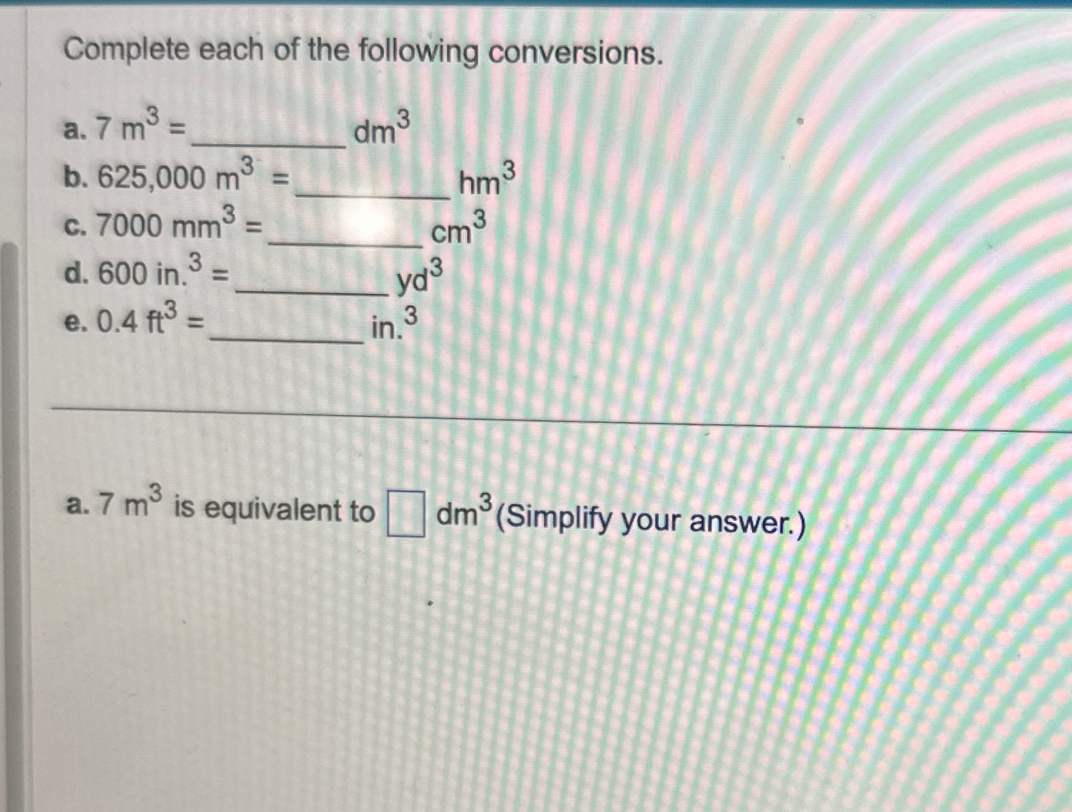 Solved Complete each of the following | Chegg.com