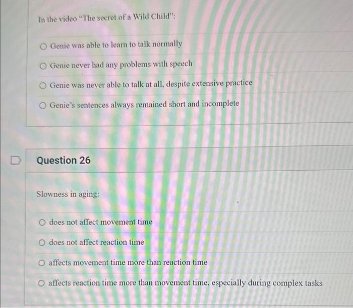 Solved In the video "The secret of a Wild Child": Genie was | Chegg.com