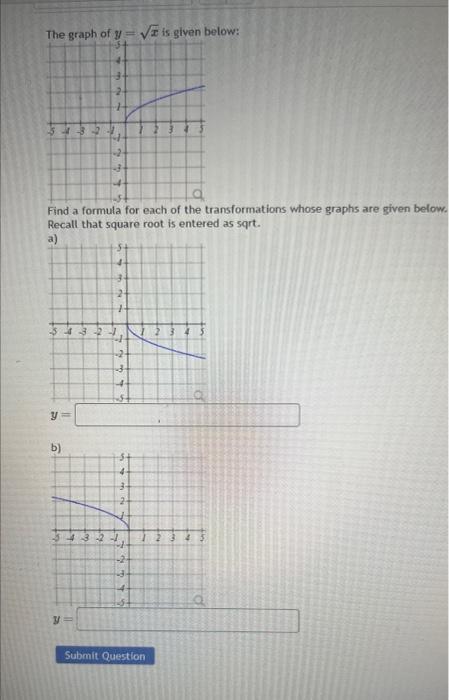 Solved The graph of y=x is given below: Find a formula for | Chegg.com