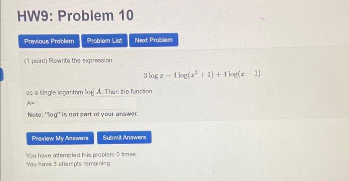 Solved (1 point) Rewrite the expression | Chegg.com