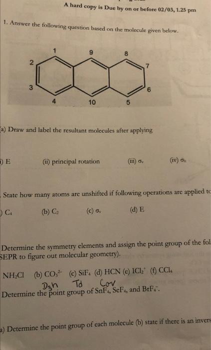 Solved 1. Answer the following question based on the | Chegg.com