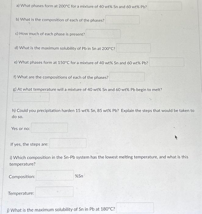 Solved The following questions refer to the Pb-Sn phase | Chegg.com