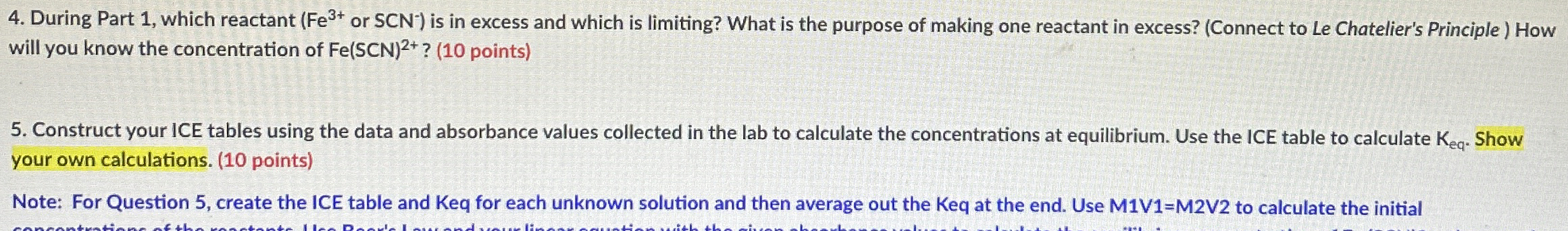 Solved During Part 1, ﻿which reactant ( Fe3+ ﻿or SCN- | Chegg.com