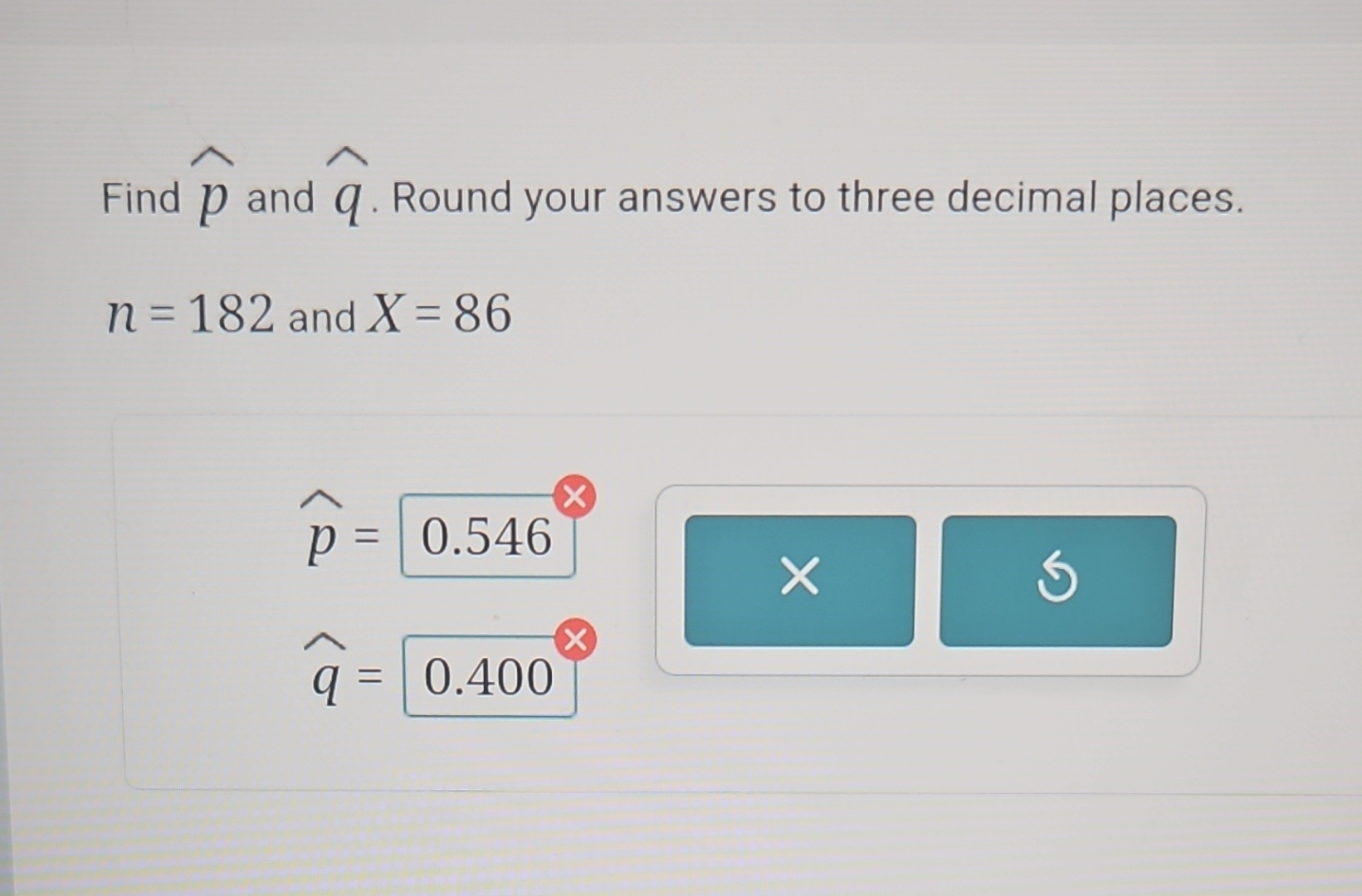 Solved Find hat(p) ﻿and hat(q). ﻿Round your answers to three | Chegg.com