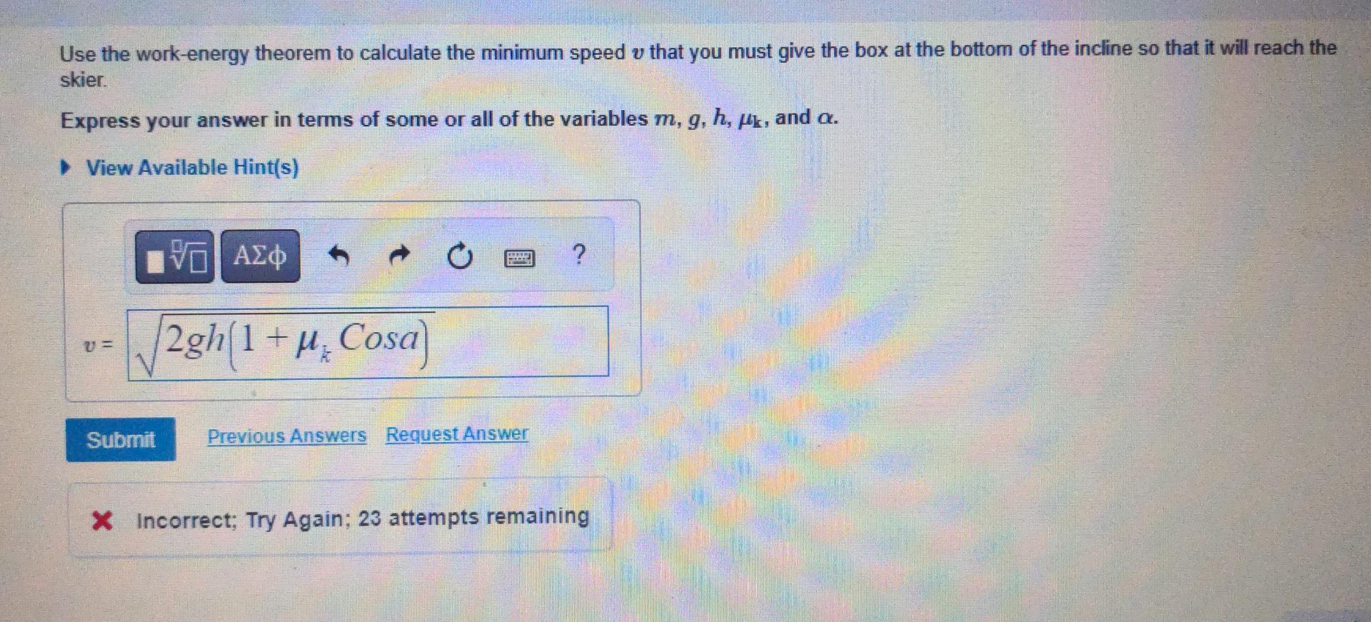 Solved Use the work-energy theorem to calculate the minimum | Chegg.com