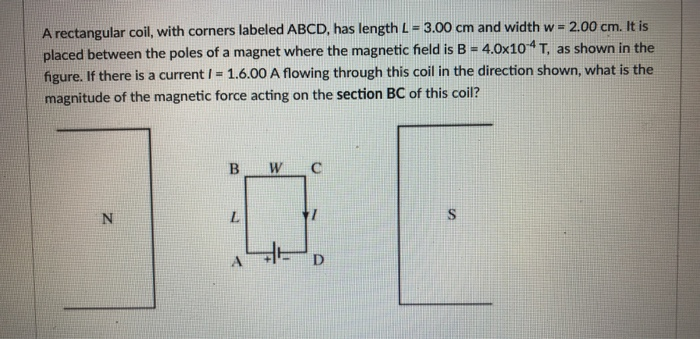 Solved A rectangular coil, with corners labeled ABCD, has | Chegg.com