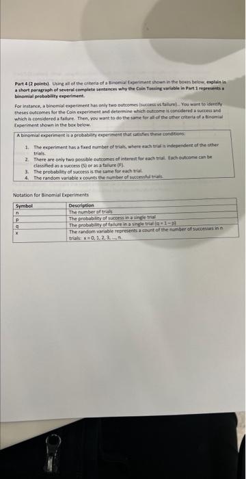 Solved binomial peobabinty experiment. Experiment shown in | Chegg.com
