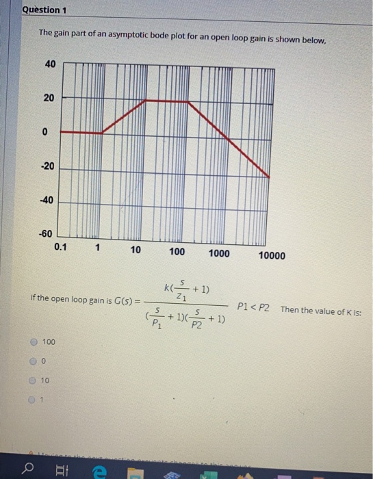 Solved Question 1 The gain part of an asymptotic bode plot | Chegg.com