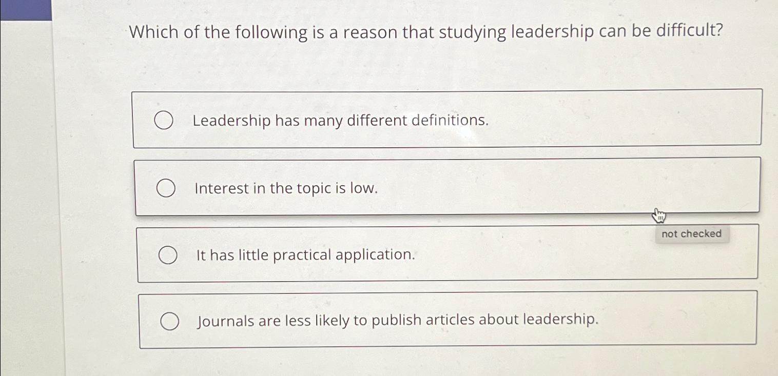 Solved Which of the following is a reason that studying | Chegg.com
