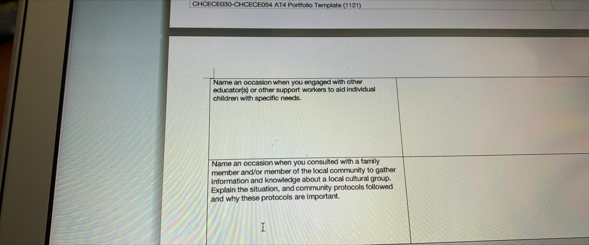 Solved CHCECE030-CHCECE054 ﻿AT4 ﻿Portfolio Template | Chegg.com