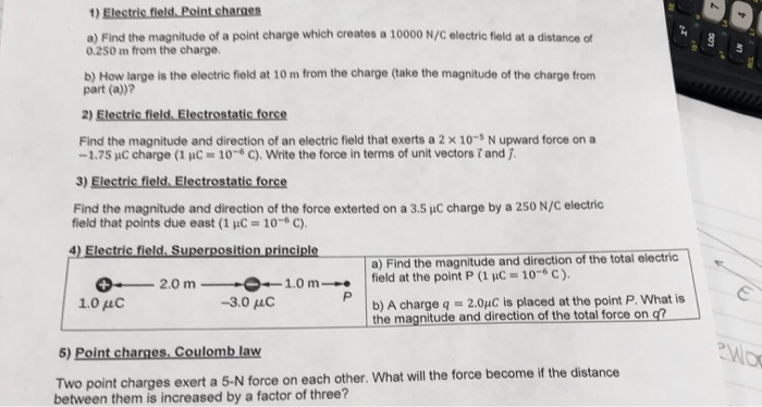 Solved ) Electric fielst. Point.charges a) Find the | Chegg.com