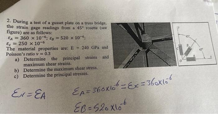 Solved 2. During a test of a gusset plate on a truss bridge, | Chegg.com