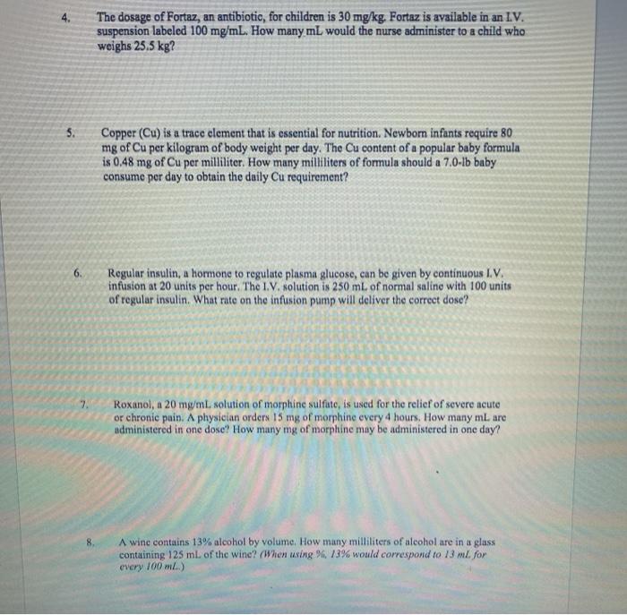 Solved The dosage of Fortaz, an antibiotic, for children is | Chegg.com